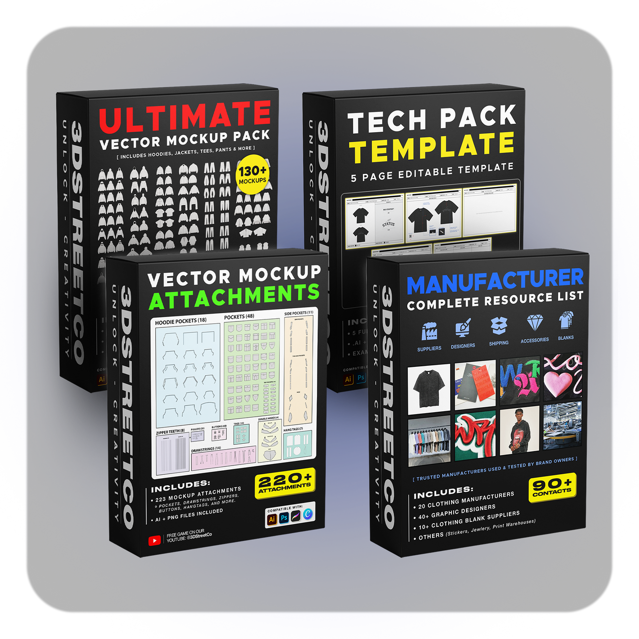 3DStreetCo – High-Quality Digital Mockups & Tech Pack Templates