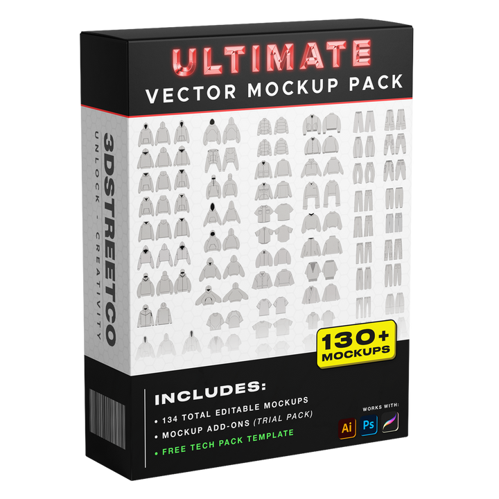 Ultimate Clothing Mockup Pack – 130+ Vector Templates – 3DStreetCo