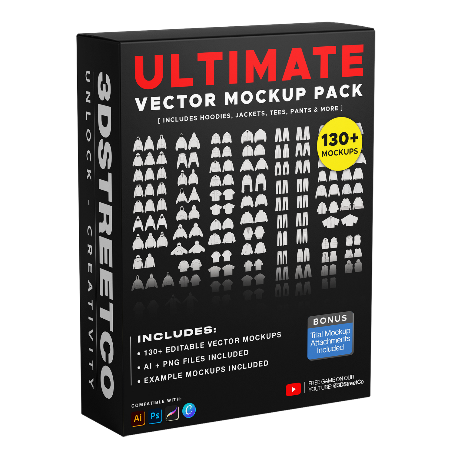 Ultimate Vector Clothing Mockup Pack | 130+ Editable Mockups – 3DStreetCo