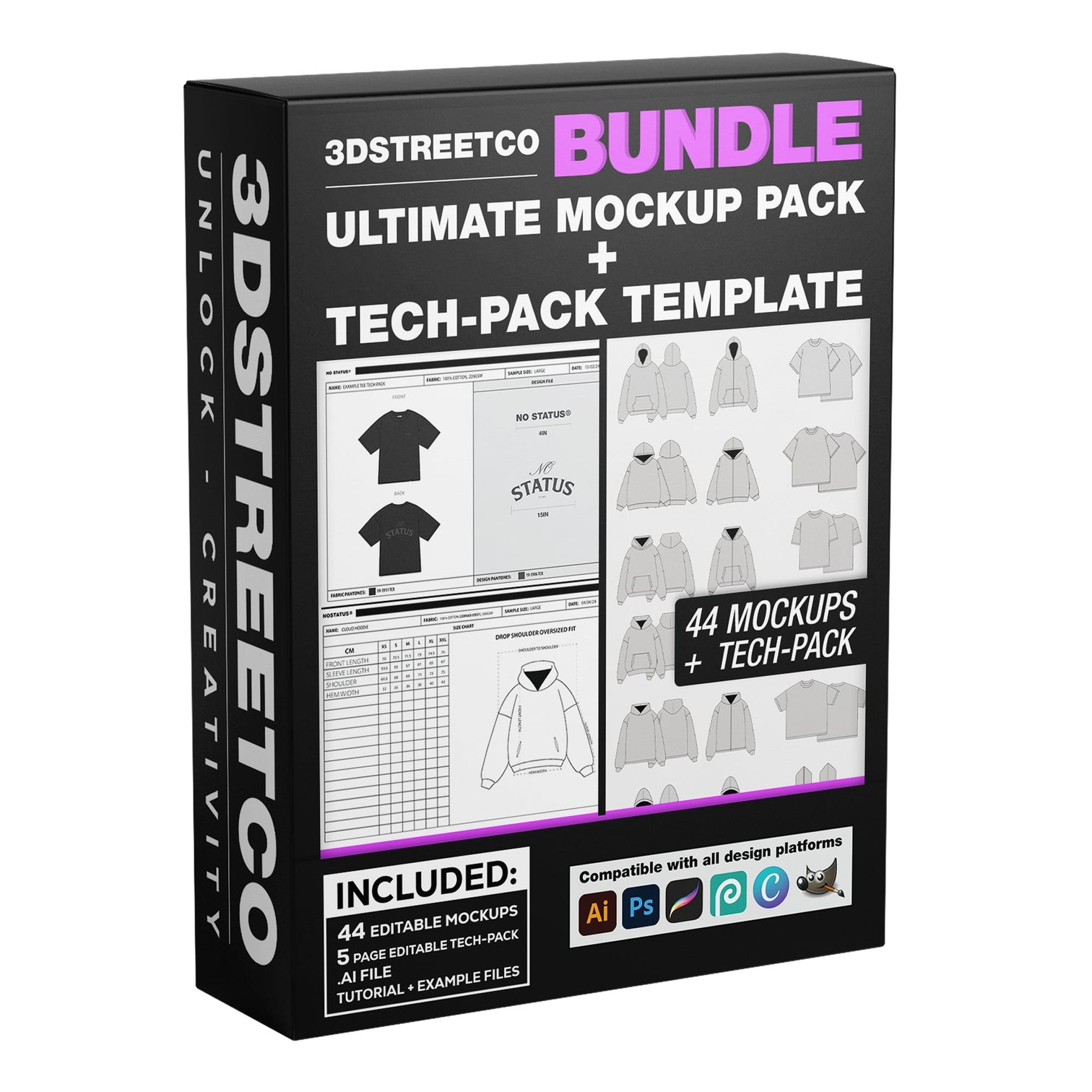 Ultimate Vector Bundle: Clothing Mockups + Tech Pack Template – 3DStreetCo