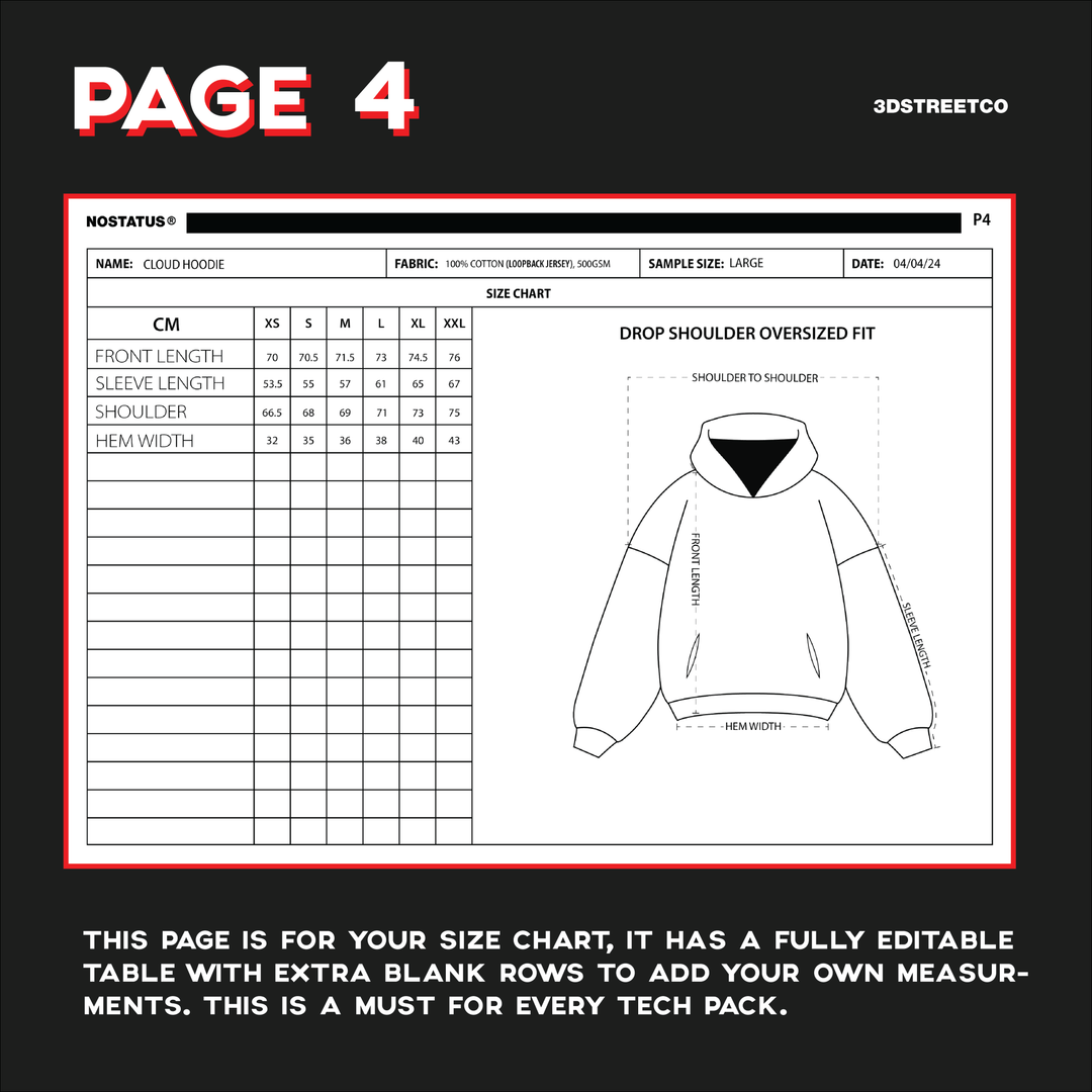 3DStreetCo Tech Pack Template | Streamline Your Fashion Design Process