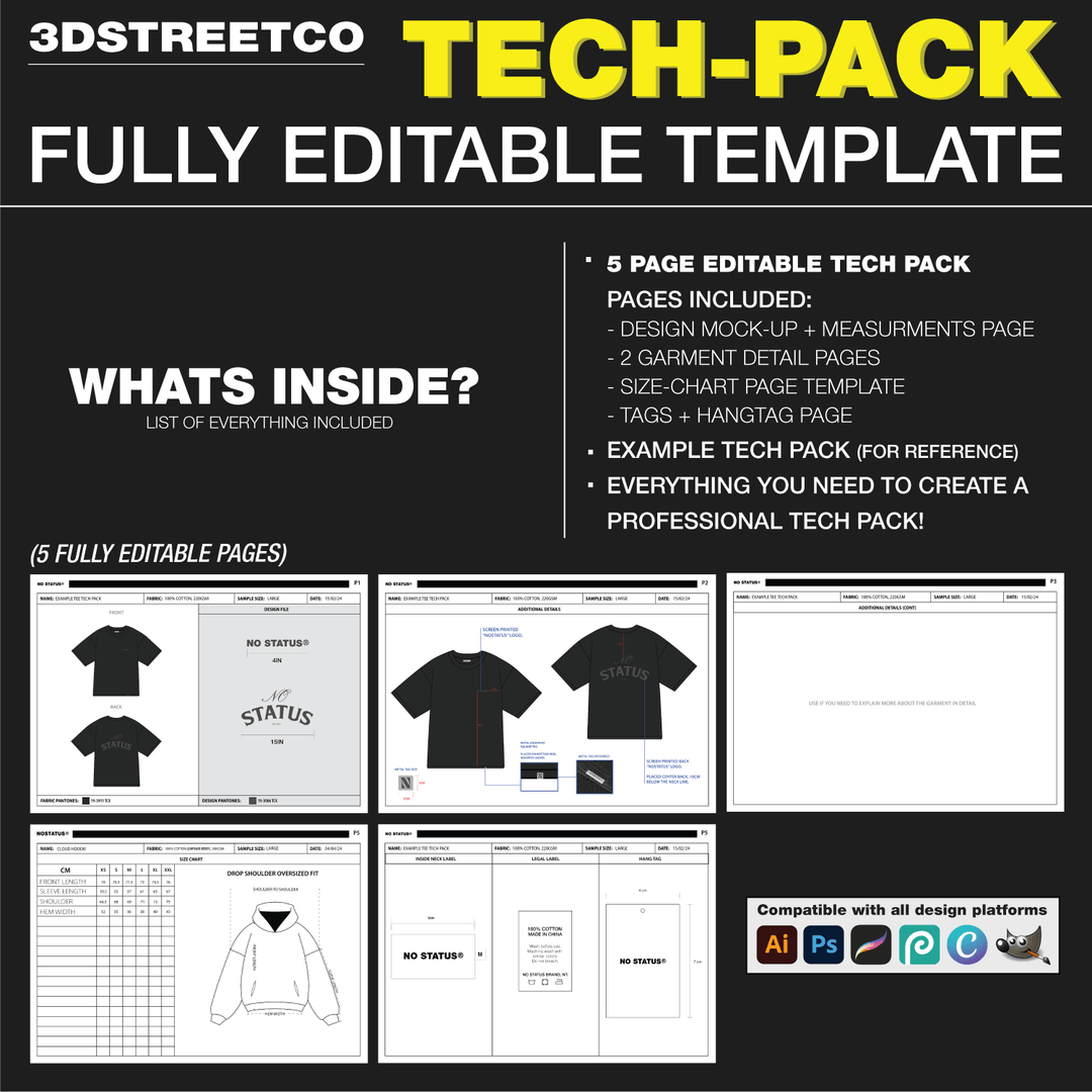3DStreetCo – High-Quality Digital Mockups & Tech Pack Templates