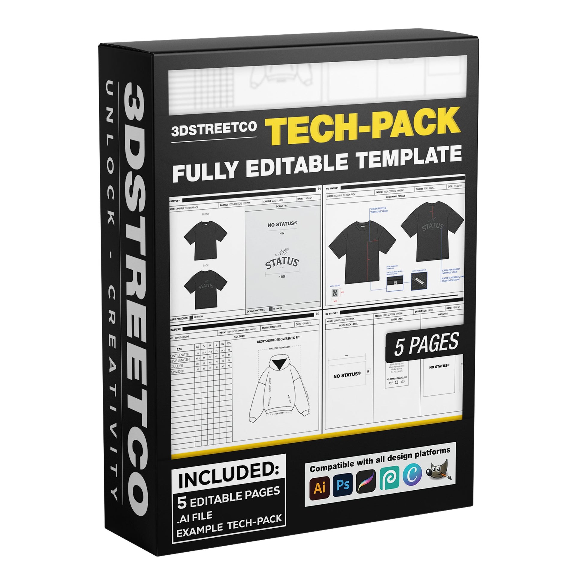 3DStreetCo Tech Pack Template | Streamline Your Fashion Design Process