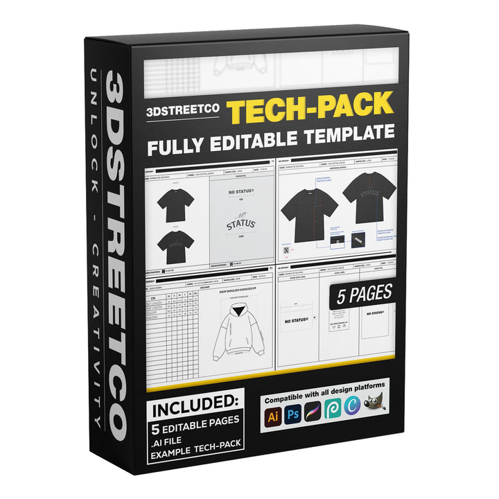 3DStreetCo Tech Pack Template | Streamline Your Fashion Design Process