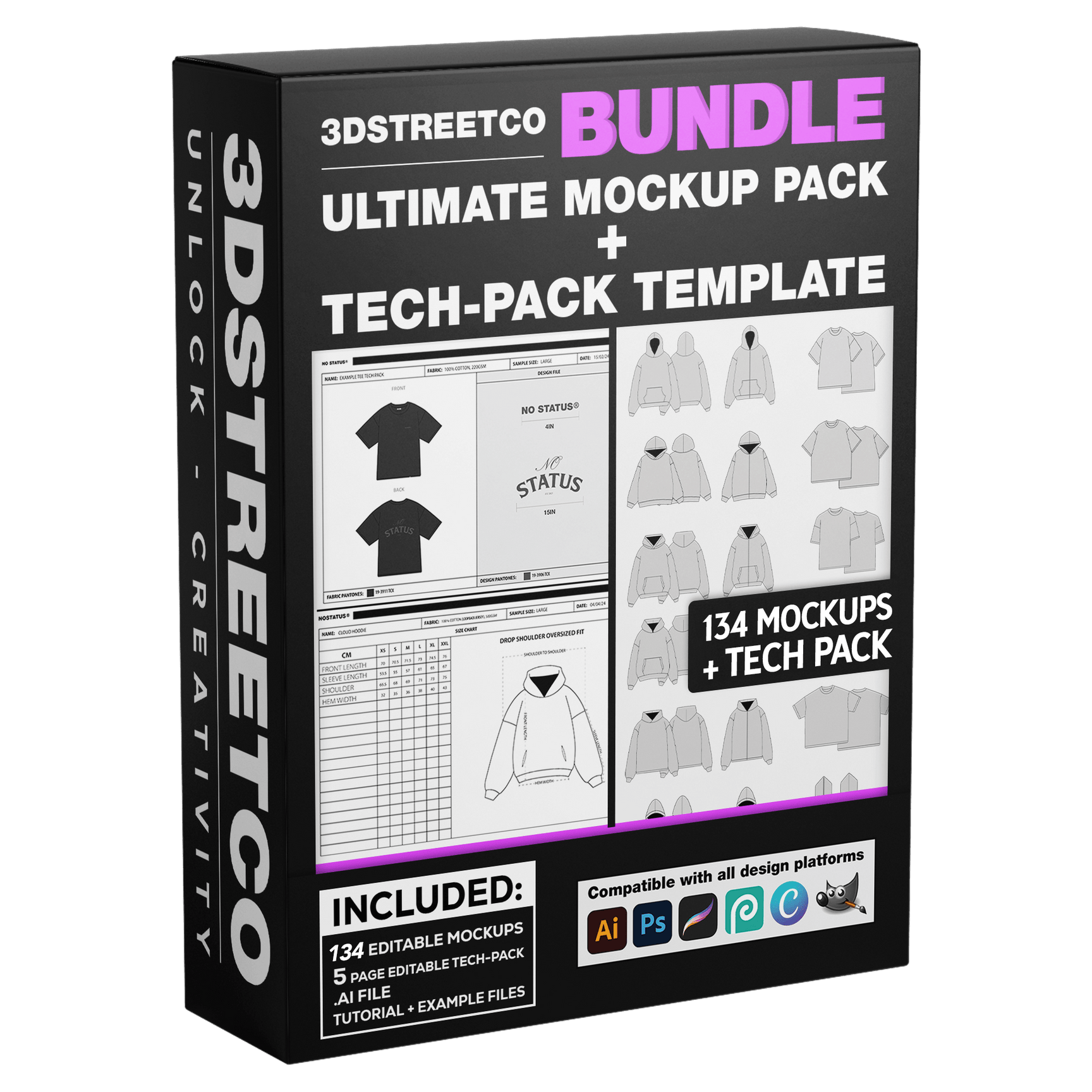 Ultimate Vector Bundle: Clothing Mockups + Tech Pack Template – 3DStreetCo