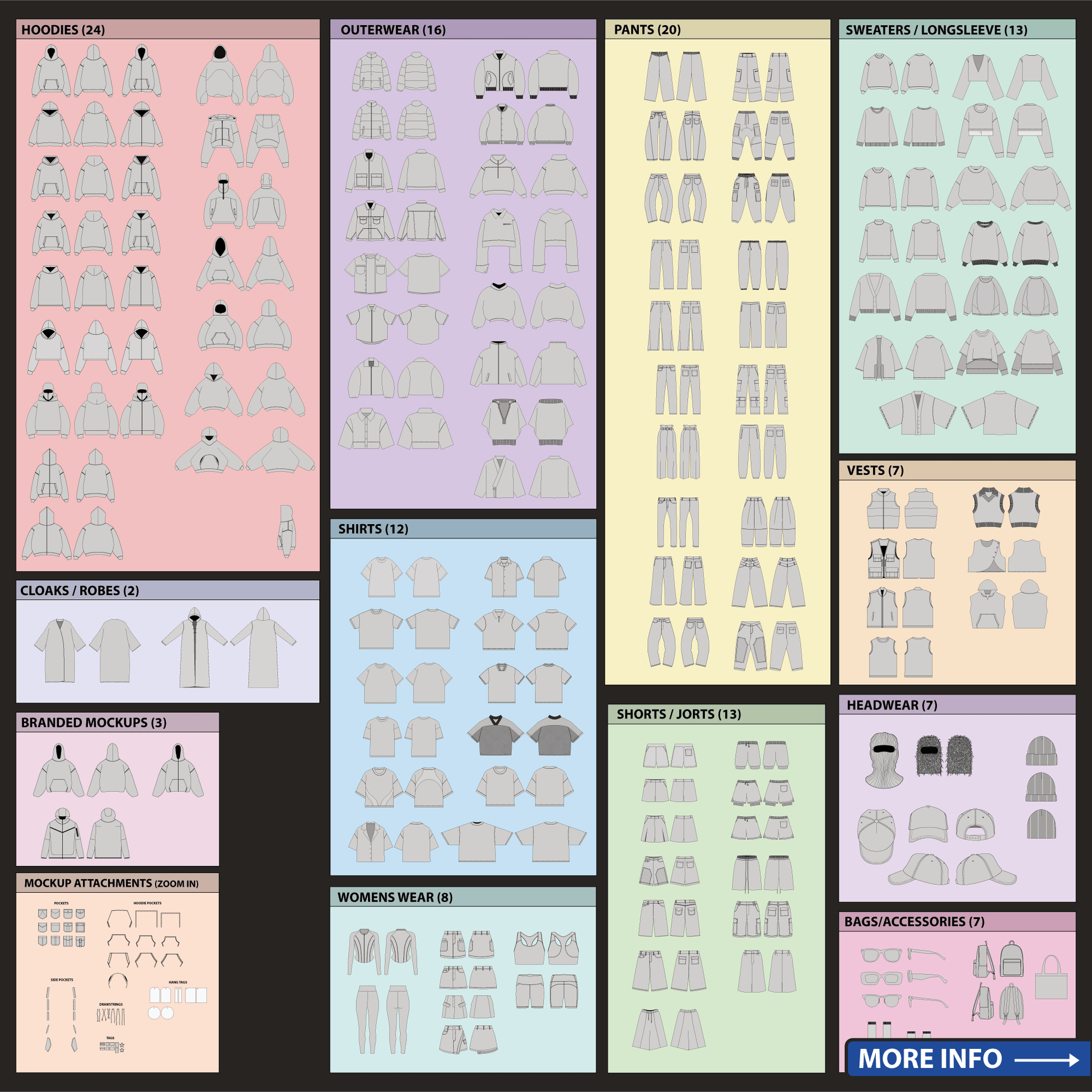 Starter Vector Mockup & Tech Pack Bundle | All‑in‑One – 3DStreetCo