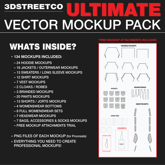 Ultimate Clothing Mockup Pack – 130+ Vector Templates – 3DStreetCo